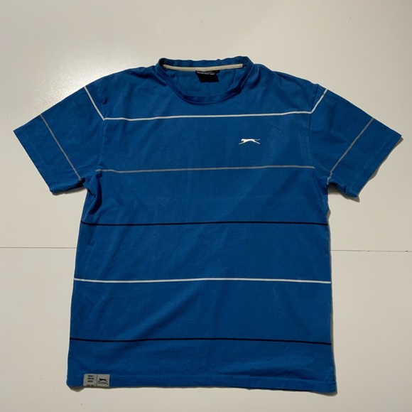 Shirts | Vintage Slazenger Striped Blue Tennis Embroidered Logo Ss ...